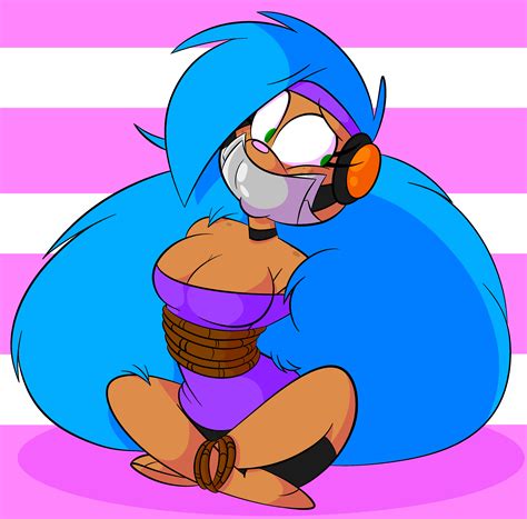 Rule 34 Big Hair Blue Hair Bondage Cleavage Clothed Duct Tape Duct
