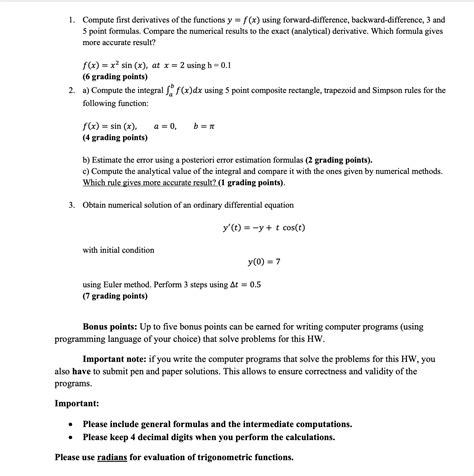 Solved Compute First Derivatives Of ﻿the Functions Yfx