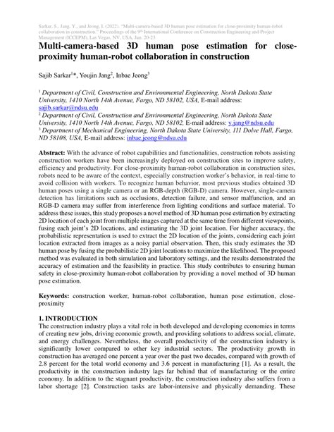 Pdf Multi Camera Based 3d Human Pose Estimation For Close Proximity Human Robot Collaboration