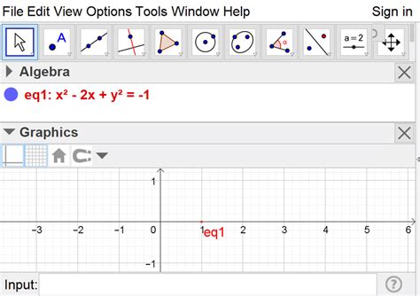 geogebra output for the implicit curves x − 1 2 y 2 0 success