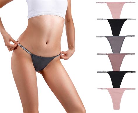 Nabtos Cute Womens Cotton Thongs Underwear With Adjustable Shine Strap