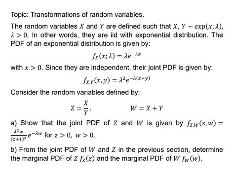 solved topic transformations of random variables nthe