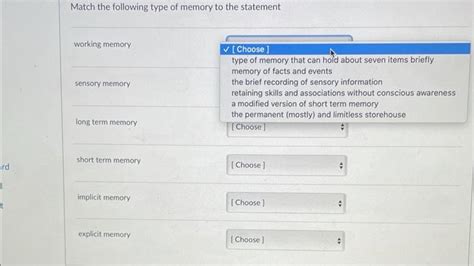 Solved Match The Following Type Of Memory To The Statement Chegg