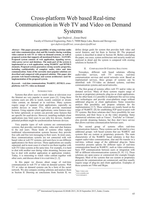 Pdf Cross Platform Web Based Real Time Communication In Web Tv And