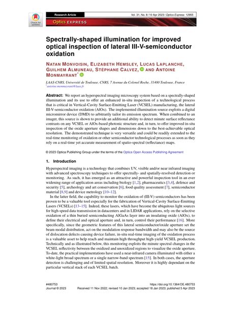 Pdf Spectrally Shaped Illumination For Improved Optical Inspection Of