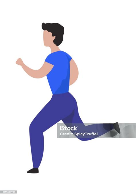 런닝 맨 만화 캐릭터 조깅 스포츠 활동 고립 된 남성 운동을하 야외 또는 체육관에서 훈련 하는 근육 스포츠맨 건강한 라이프 스타일 벡터 운동 일러스트레이션 가냘픈에 대한