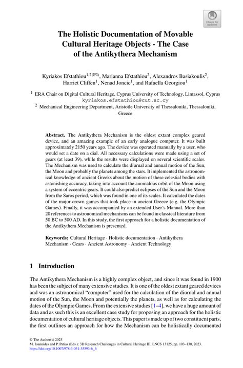 Pdf The Holistic Documentation Of Movable Cultural Heritage Objects