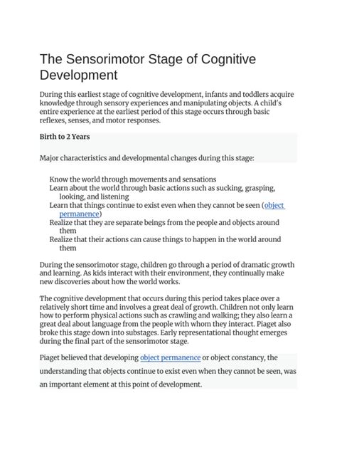 The Sensorimotor Stage Of Cognitive Development Pdf