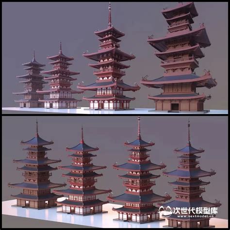 low poly亚洲古代建筑场景资源包 unity、godot资源 次世代模型库
