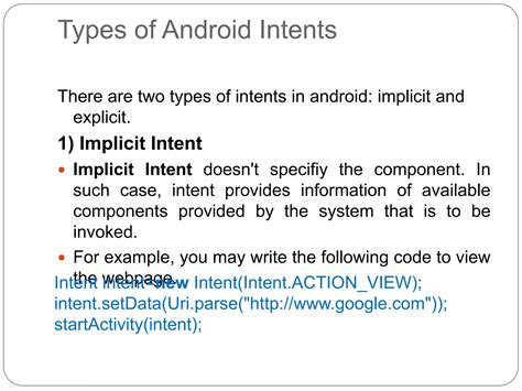 Android Intent Pptx Operating Systems Computer Software And Applications