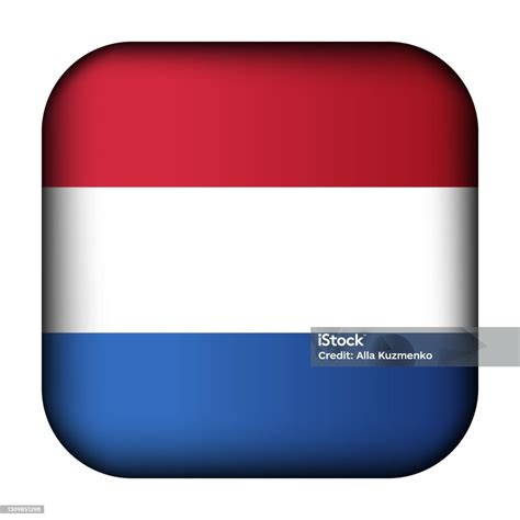 네덜란드의 국기와 유리 빛 공 제곱된 템플릿 아이콘입니다 네덜란드 국가 상징 광택 사실큐브 3d 추상 벡터 일러스트가 강조 표시됩니다 큰 사분면 포스퀘어 3차원 형태에 대한