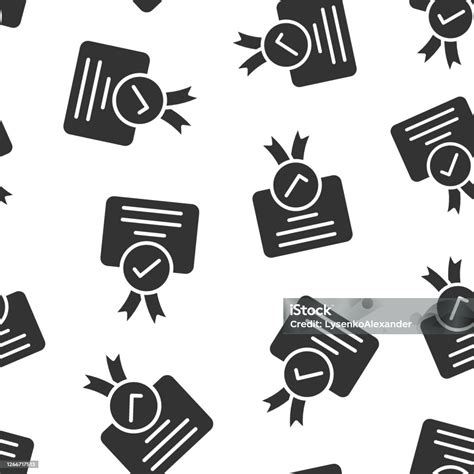 플랫 스타일로 인증서 아이콘을 승인합니다 흰색 격리 된 배경에 문서 확인 표시 벡터 그림입니다 승인 선택 원활한 패턴 비즈니스