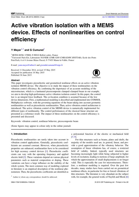 Pdf Active Vibration Isolation With A Mems Device Effects Of