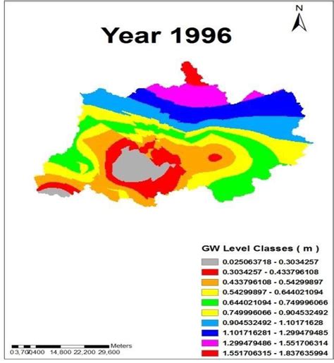 Spatial Variability Map Of Groundwater Levels For The Year 1996