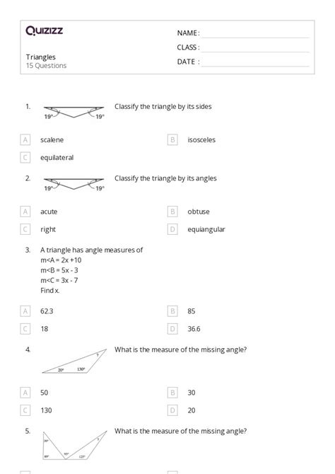 50 Triangles Worksheets For 9th Class On Quizizz Free And Printable