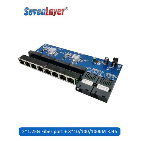 Fiber Optical Media Converter Gigabit Ethernet Switch 10 100 1000m Pcba 8 Rj45 Utp And 2 Sc