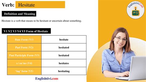 Hesitate V1 V2 V3 V4 V5 Base Form Past Simple Past Participle Form Of Hesitate Englishtivi