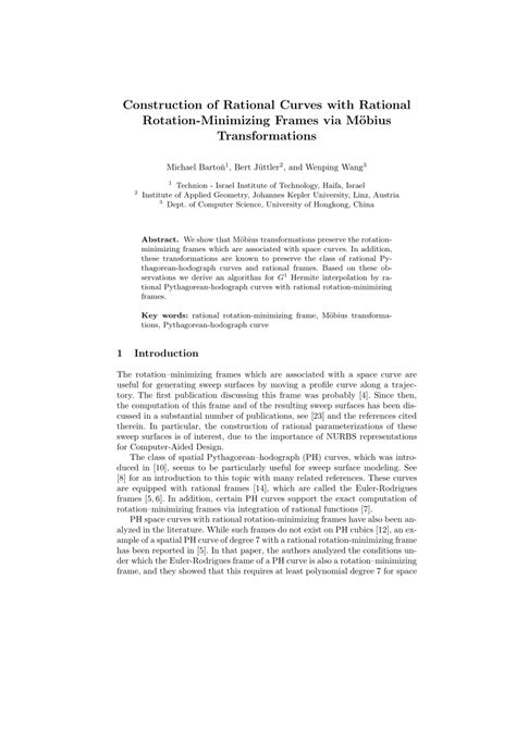 pdf construction of rational curves with rational rotation minimizing