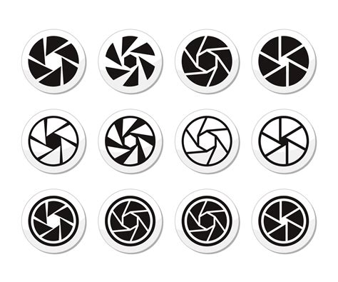Camera Shutter Aperture Vector Set Aperture Camera Shutter Focus Icons Set 10628574 Vector Art