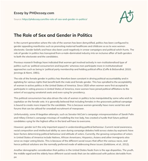 The Role Of Sex And Gender In Politics PHDessay Com