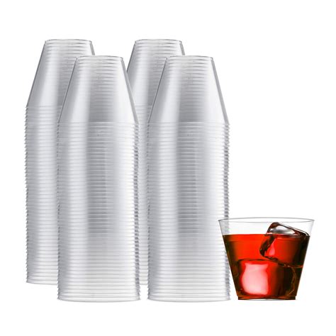 Munfix 100 Clear Plastic Cups 9 Oz Old Fashioned Tumblers