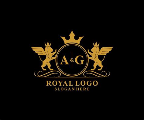 Initial Ag Letter Lion Royal Luxury Heraldiccrest Logo Template In
