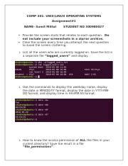 Assignment Unix Doc COMP UNIX LINUX OPERATING SYSTEMS Assignment NAME Sumit Mittal