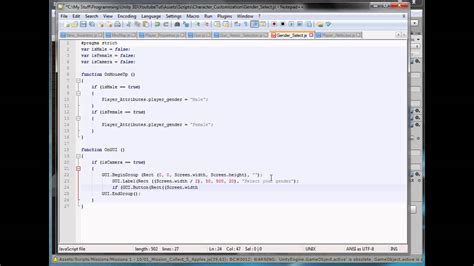 Unity 3d Tutorial Part 71 Gender Selection Youtube