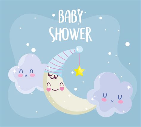 Tarjeta De Baby Shower Con Linda Luna Y Nubes Vector En Vecteezy