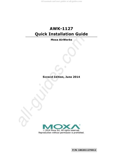 MOXA TECHNOLOGIES AIRWORKS AWK 1127 QUICK INSTALLATION MANUAL Pdf