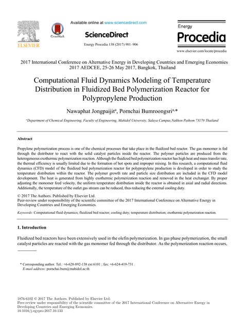 PDF Computational Fluid Dynamics Modeling Of Temperature Distribution In Fluidized Bed