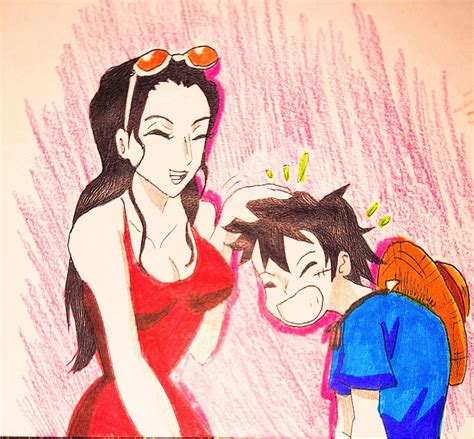 Nico Robin Patting Luffy By Nemuri01 On Deviantart