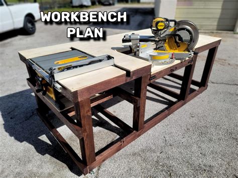 Flip Down Miter Saw And Table Saw Workbench Build Plan Etsy