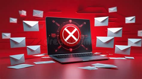 A Red Alert Symbol Displayed Against A Laptop Surrounded By Emails