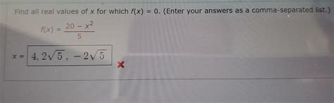 solved find all real values of x for which f x 0 enter