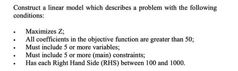 Solved Construct A Linear Model Which Describes A Problem Chegg Com