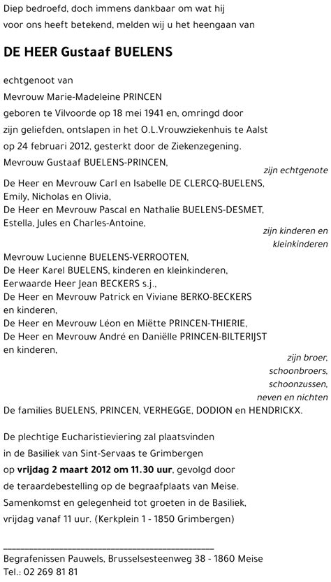 Avis De D C S De Gustaaf Buelens D C D Le Aalst Annonce