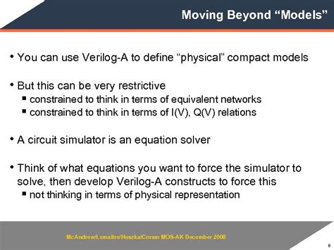 verilog a is for equation specification not for modeling