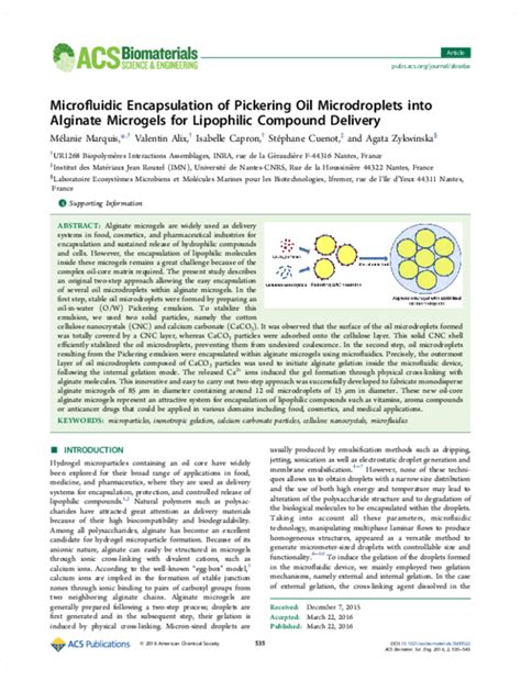 Pdf Microfluidic Encapsulation Of Pickering Oil Microdroplets Into