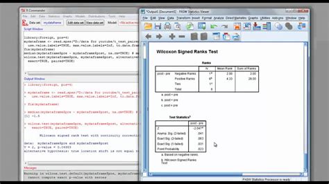 Wilcoxon Matched Pairs Statistic In SPSS R Commander And R YouTube