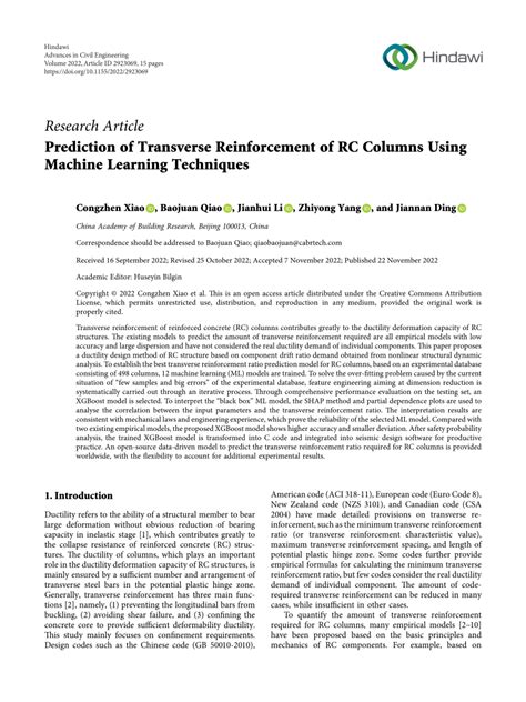 Pdf Prediction Of Transverse Reinforcement Of Rc Columns Using