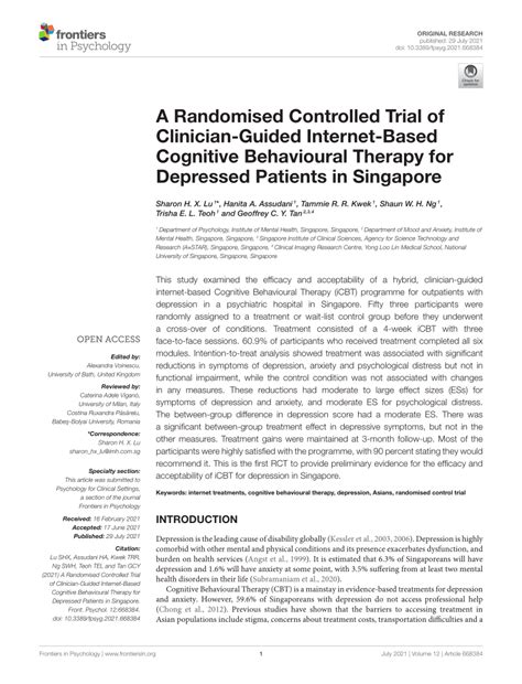Pdf A Randomised Controlled Trial Of Clinician Guided Internet Based Cognitive Behavioural