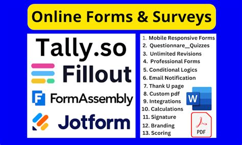 Create Online Forms Surveys Fillout Forms Formassembly Tally Forms