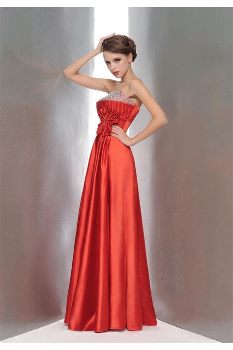 A Line Strapless Beaded Long Red Prom Evening Formal Party Dresses Ed010656