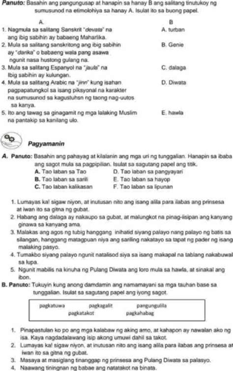 Panuto Basahin ang pangungusap at hanapin sa | StudyX