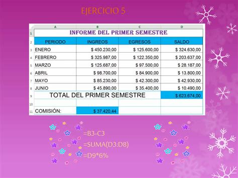EJERCICIOS DE EXCEL Y SUS FORMULAS PPT