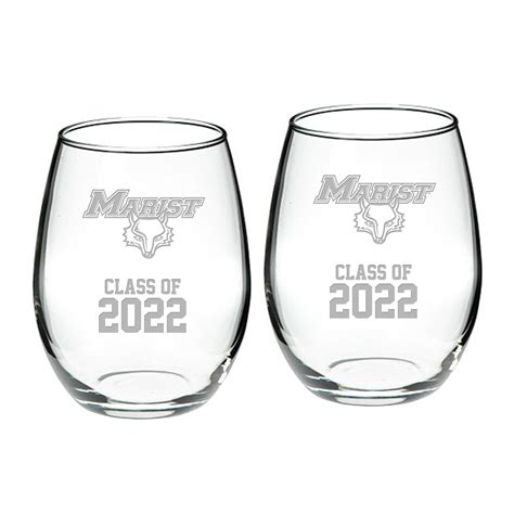 Marist Red Foxes Class Of 2022 21oz 2 Piece Stemless Wine Glass Set