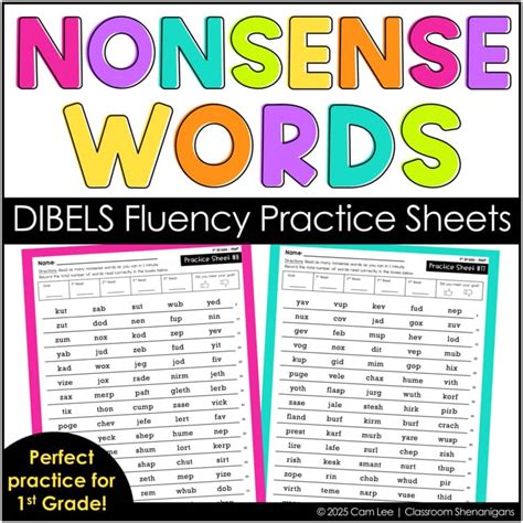 Dibels Nonsense Word Fluency Practice Worksheets 1st Grade Phonics