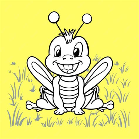 Premium Vector A Grasshopper Smiling Full Body Style Kawaii Simple