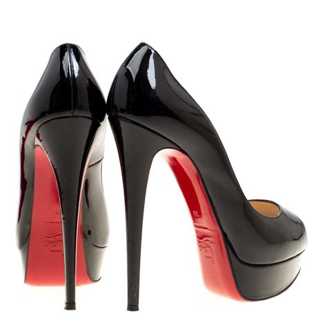 Christian Louboutin Black Patent Leather New Very Prive Peep Toe